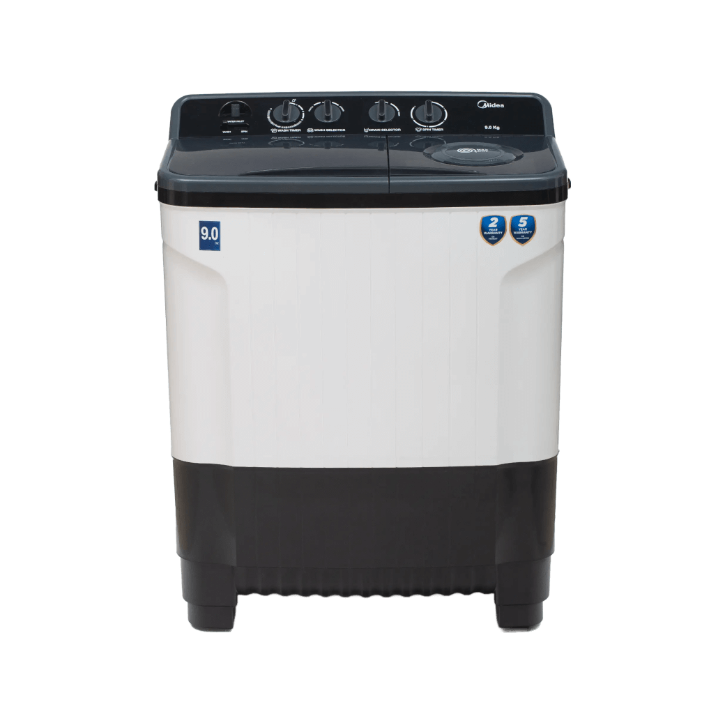 Midea 9 Kg Semi Automatic Top Load Washing Machine, Black White ...