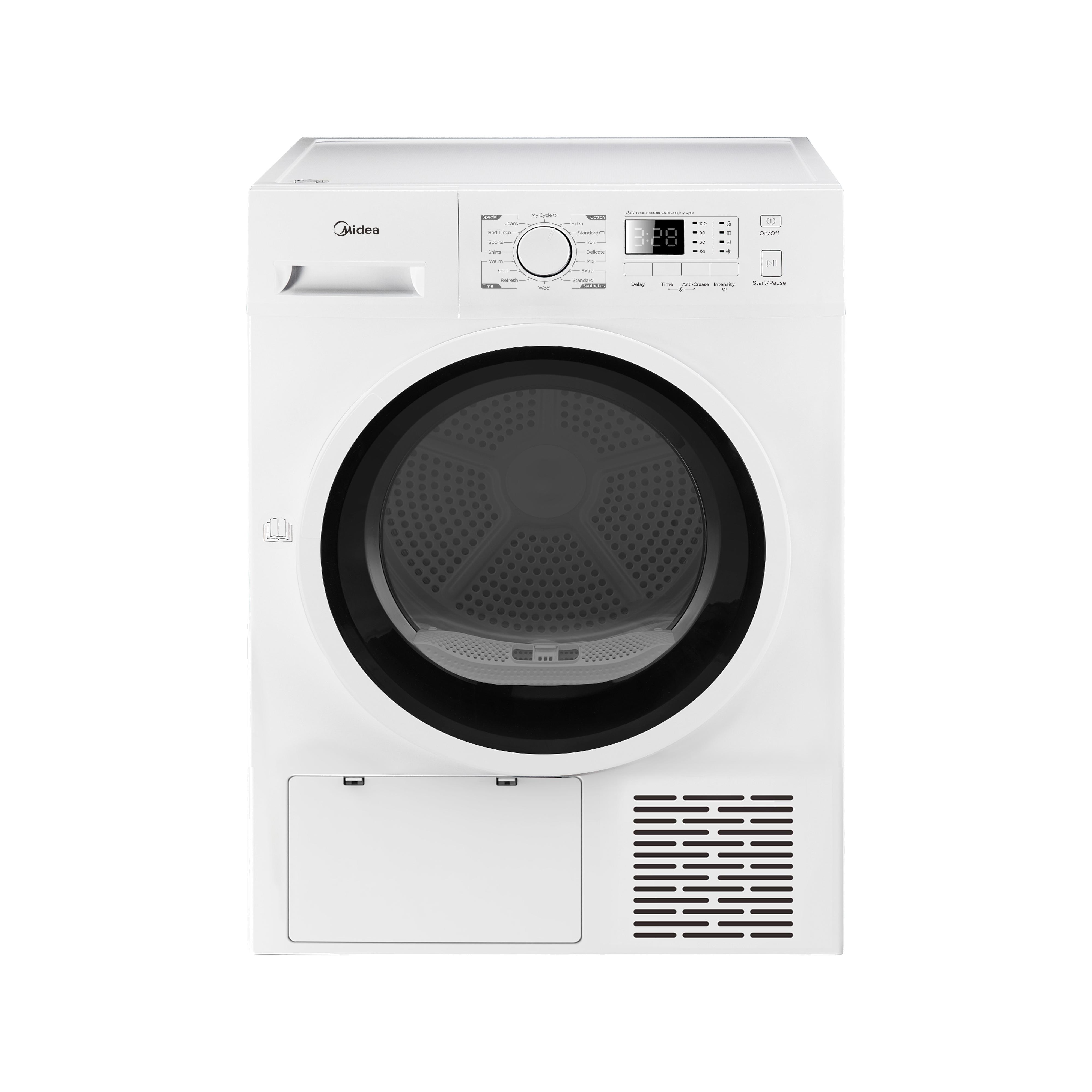 Midea MDG09EH80/1 8KG Front Loading Heat Pump Dryer A++ Rated in White ...