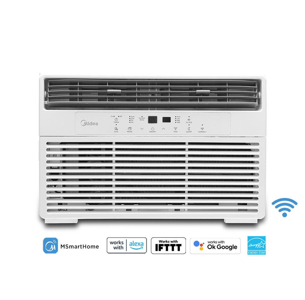 Midea 14,500 BTU Smart Window Air Conditioner with ComfortSense Remote ...