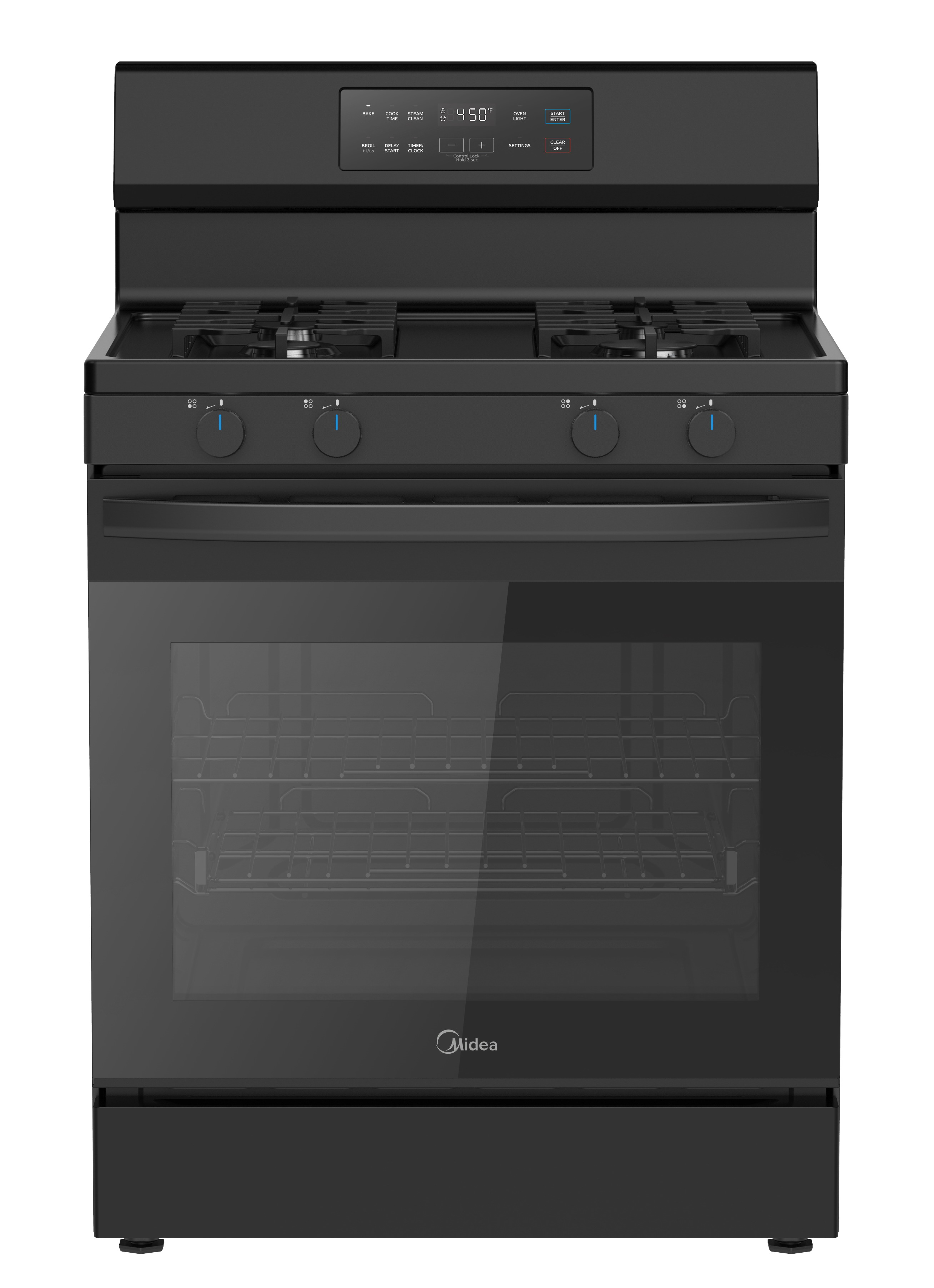 Midea 6.1 cu. ft. 4-Burner Freestanding Gas Range with Steam Cleaning