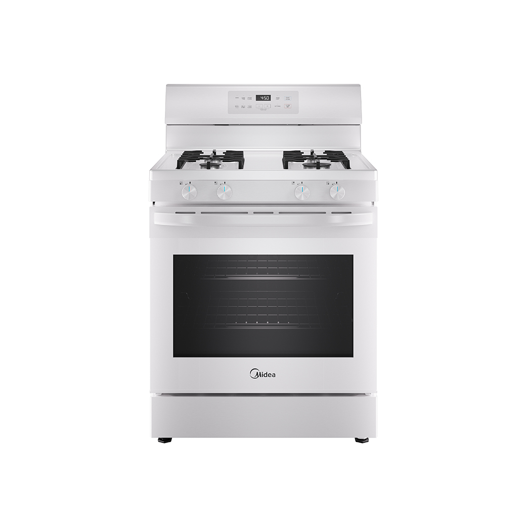 Midea 6.1 cu. ft. 4-Burner Freestanding Gas Range with Steam Cleaning ...